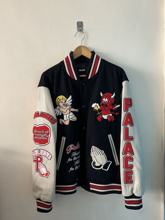 Palace Palace ‘Fallen Angel’ dark navy varsity jacket | Grailed