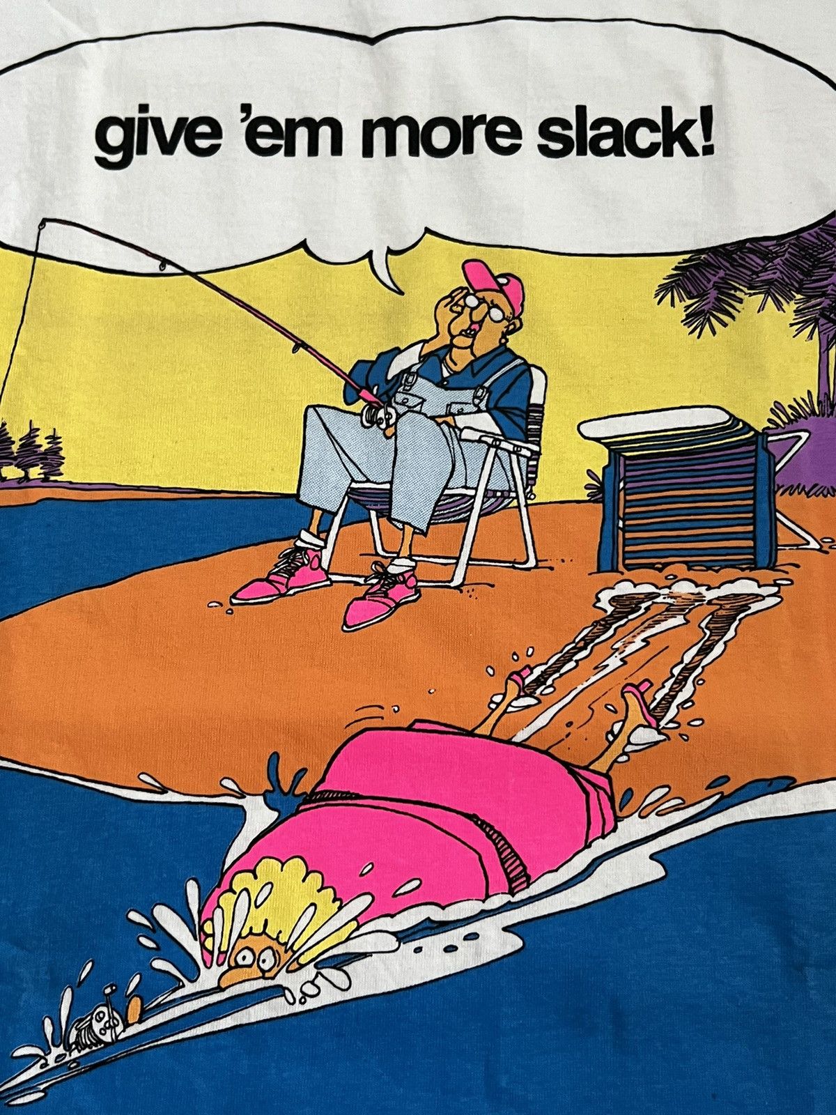 Art × Vintage 1990 Single Stitch Comic Book Art Vintage Fishing White ...