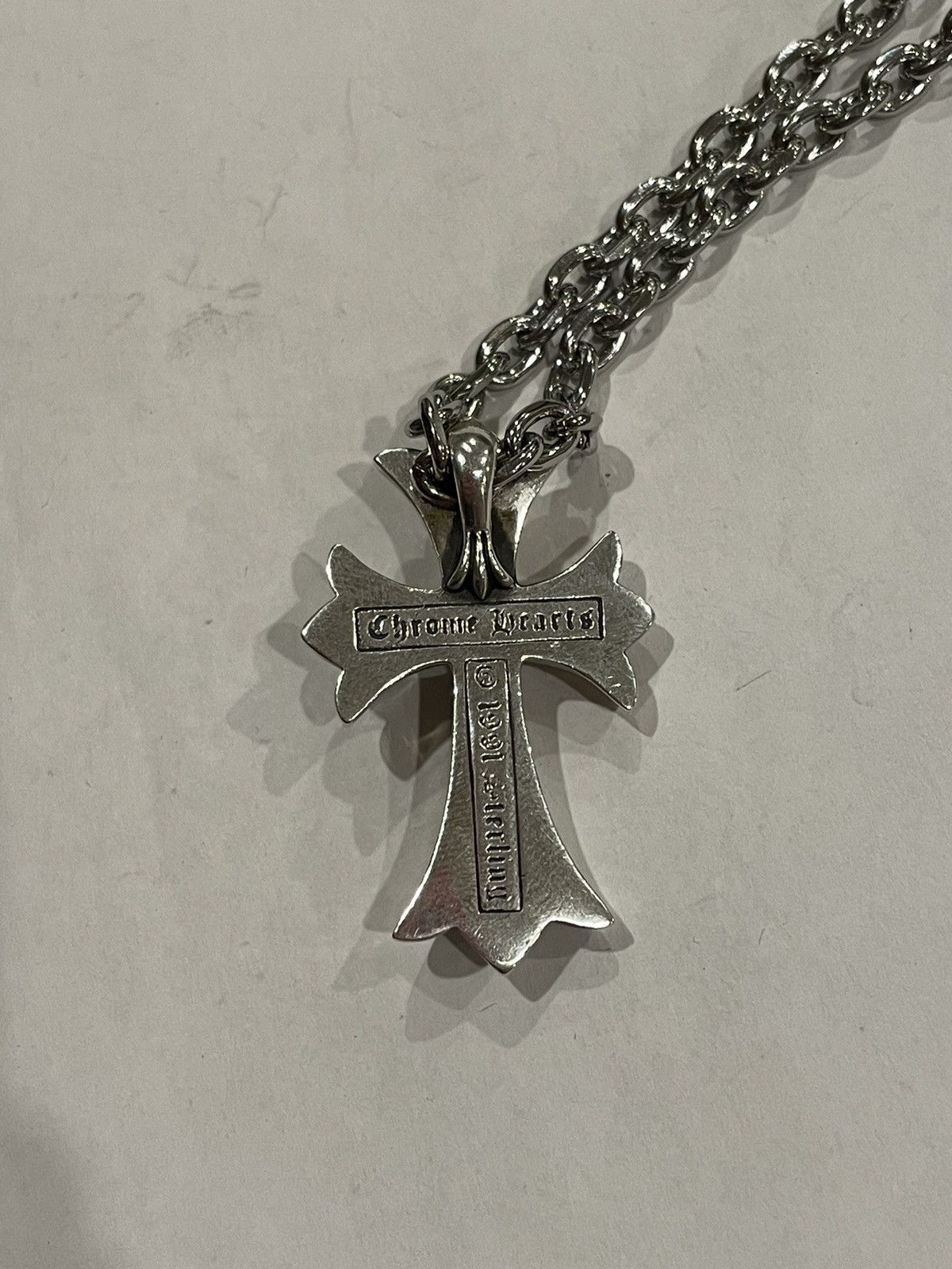 Chrome Hearts Chrome Hearts Large Cross Pendant Roll Chain Silver ...