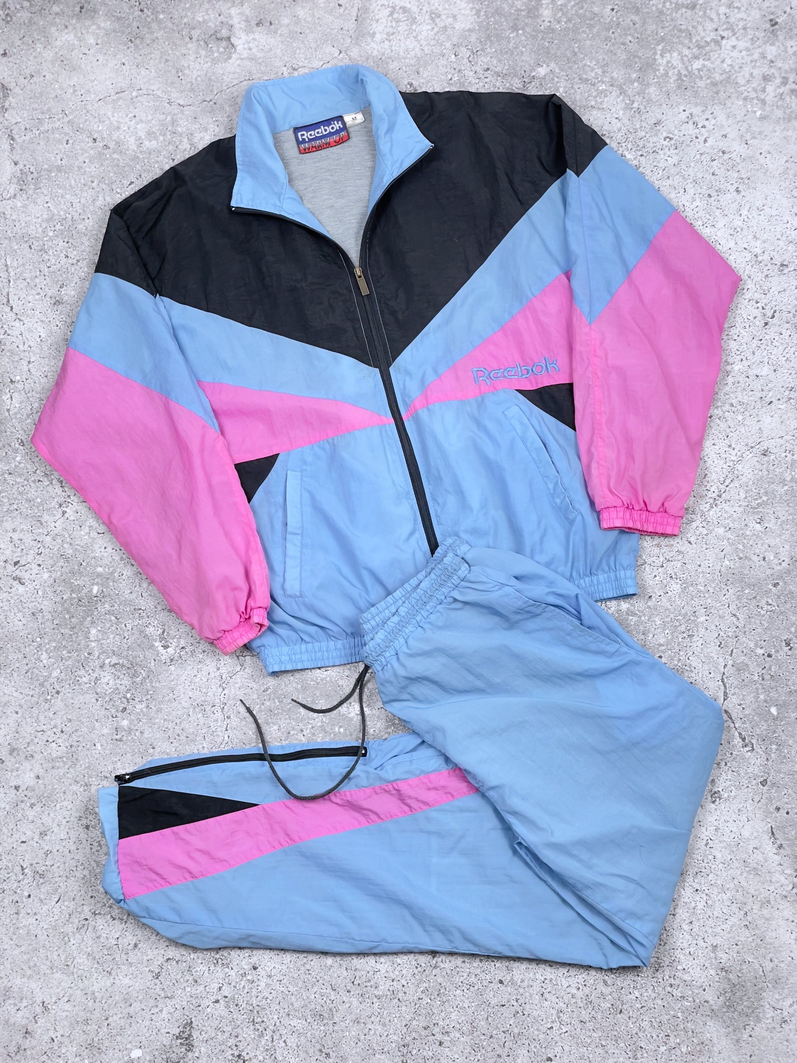 Reebok × Streetwear × Vintage 80s Reebok Nylon Track Jacket Set Jacket ...