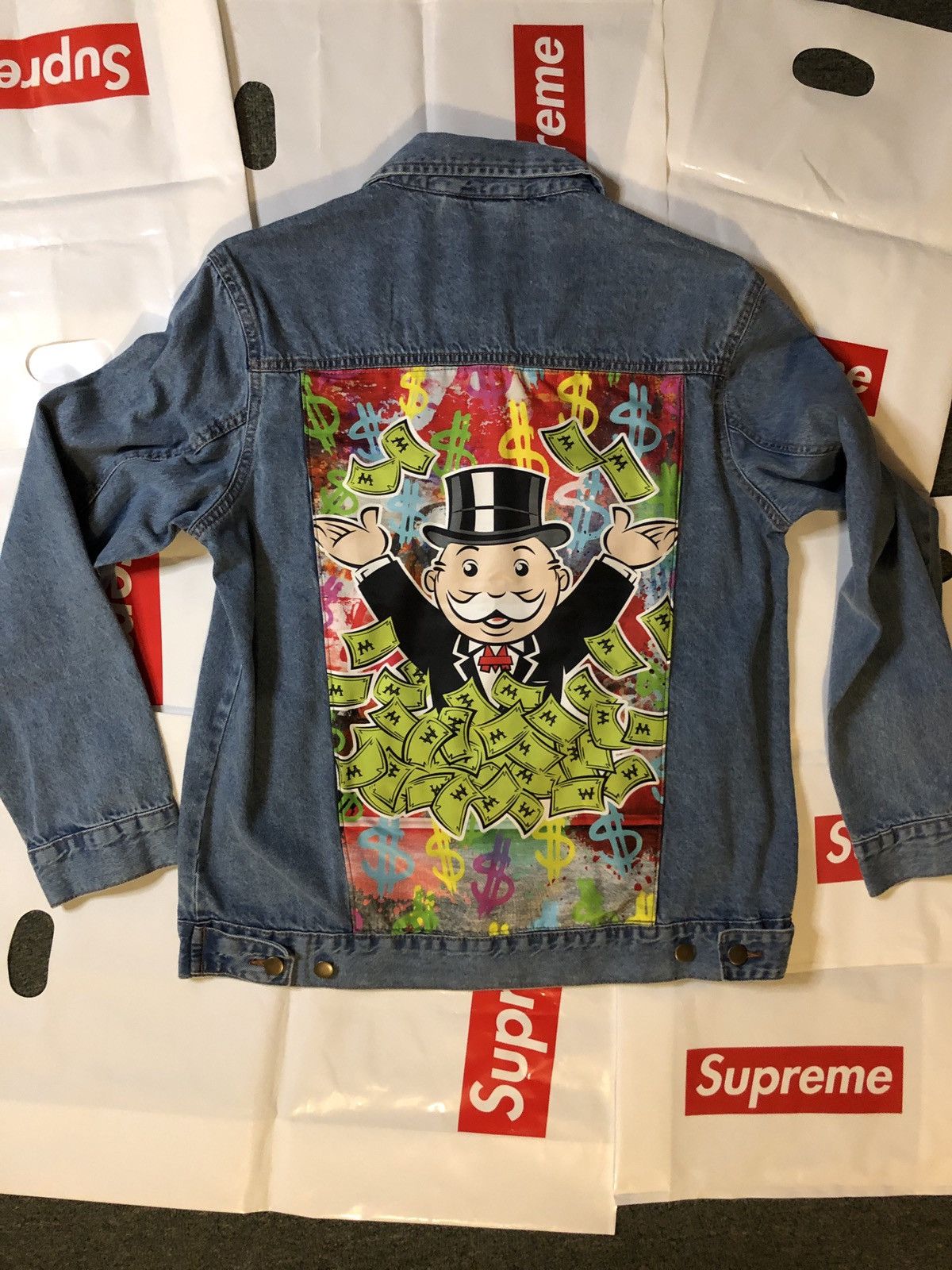 Streetwear × Vintage Denim Jacket Monopoly Hasbro | Grailed