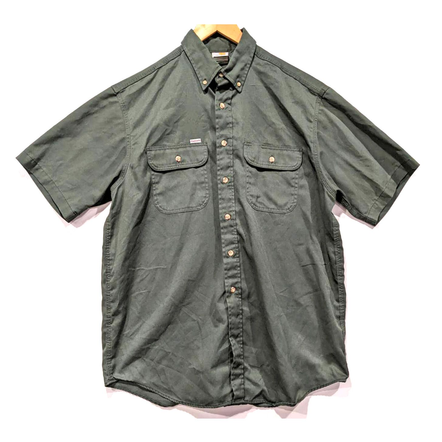 Carhartt Carhartt Short Sleeve Collared Work Shirt Green Button Down ...