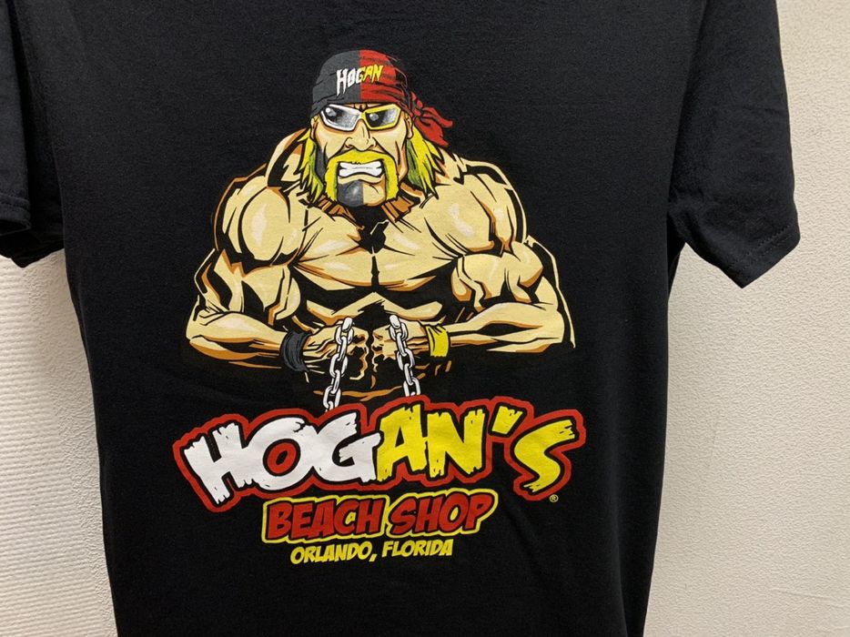Vintage Hulk Hogan Hogans Shop big logo black t-shirt M wwe wwf | Grailed