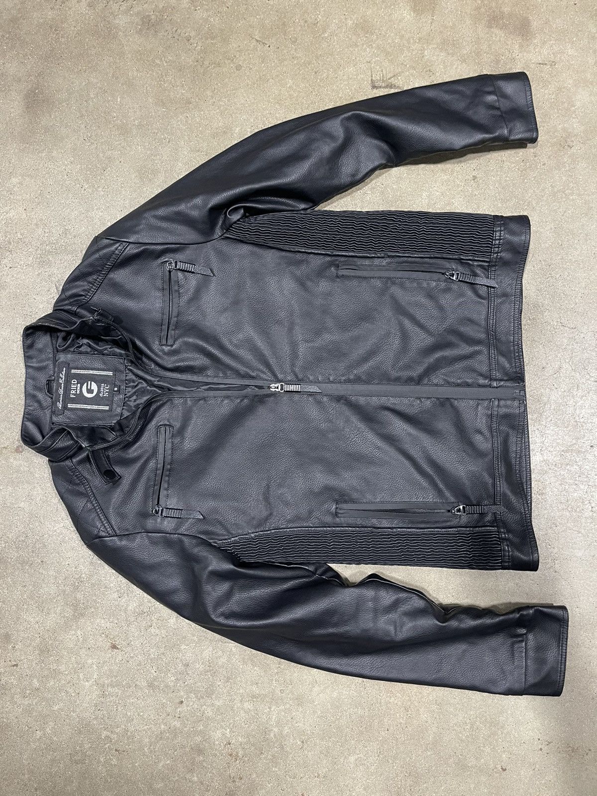 Vintage Vintage ‘FRIED Denim’ Faux Leather Biker Jacket | Grailed
