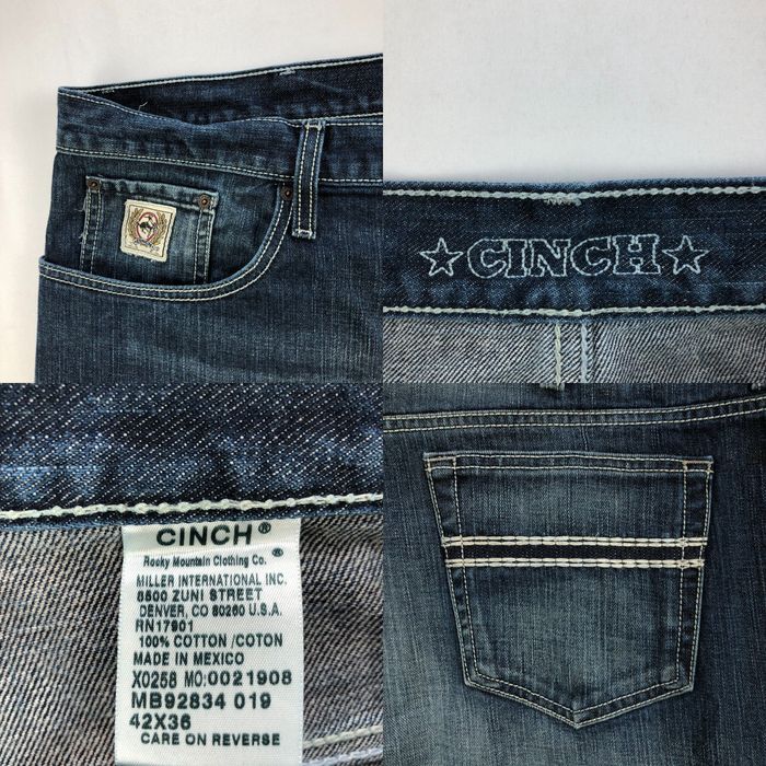 Vintage Cinch White Label Mens 42x36 Relaxed Fit Blue Denim Western ...