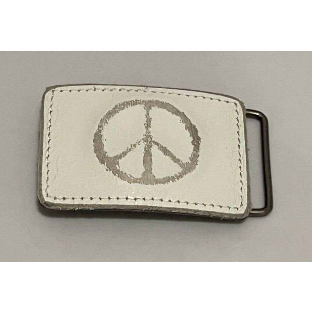 Vintage Peace Sign Belt Buckle Interchangeable Leather White | Grailed