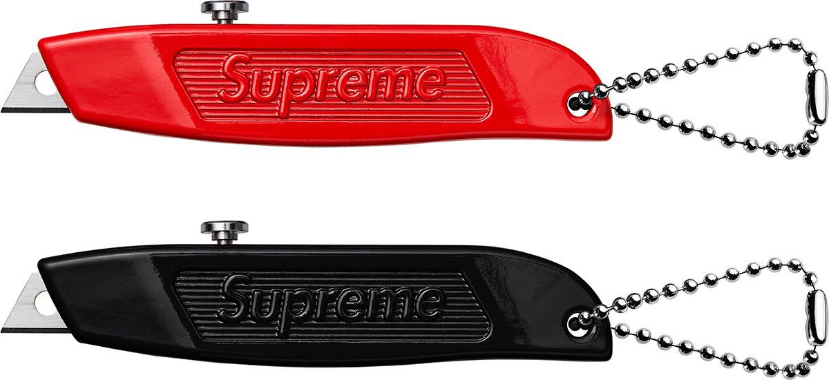 Supreme two utility knife keychains black and red | Grailed