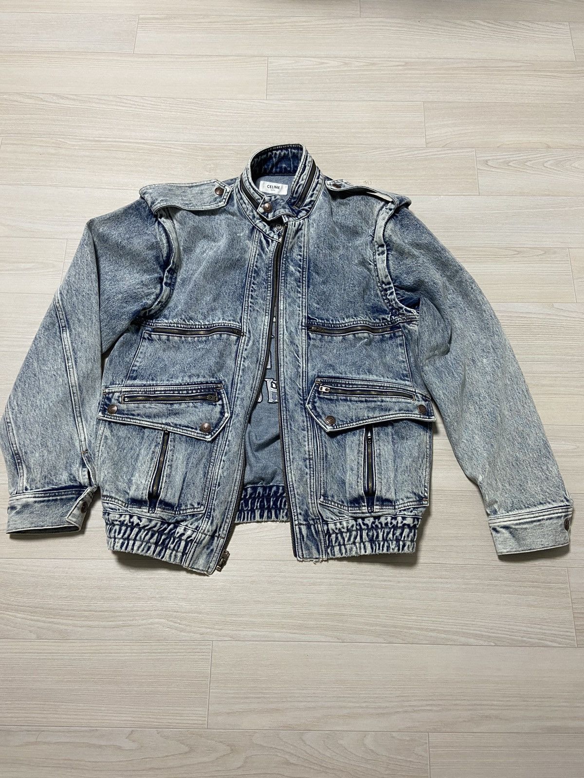 Celine × Hedi Slimane XS Celine Oversized ‘so happy’ sequin denim ...