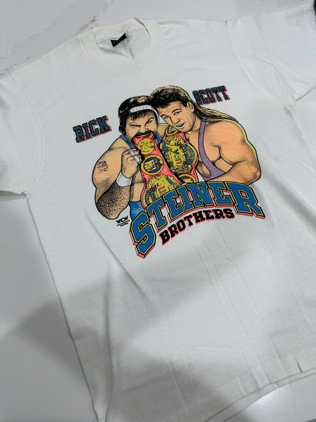 Vintage Early 90s WCW Steiner Brothers Rick Scott USA Tag T-Shirt | Grailed