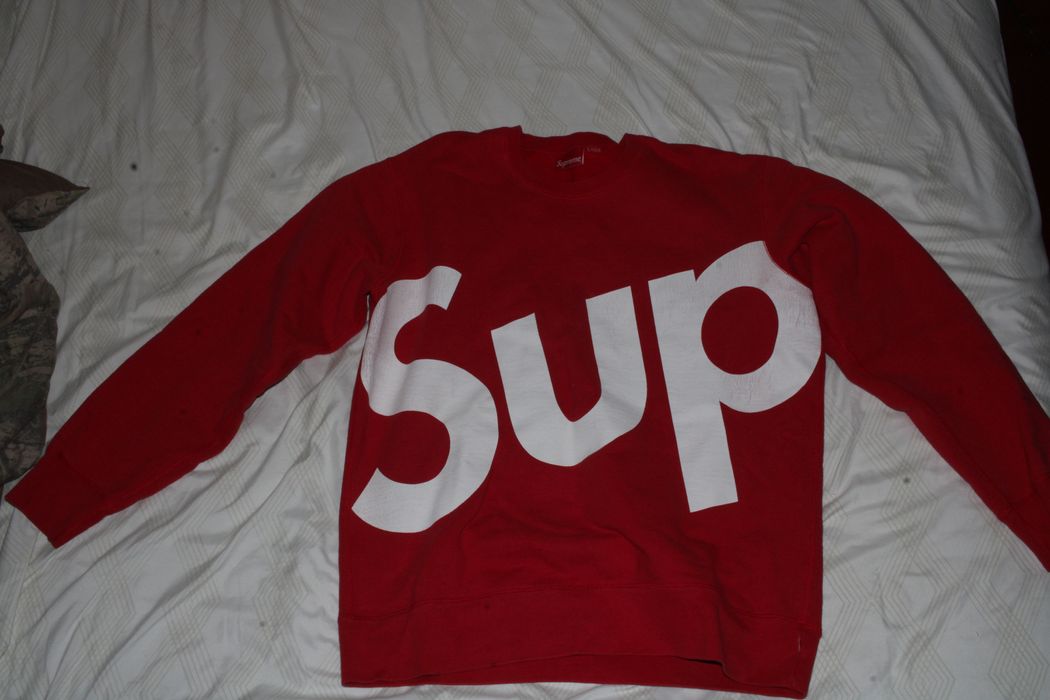 Supreme Supreme Sup Logo Red Crewneck | Grailed