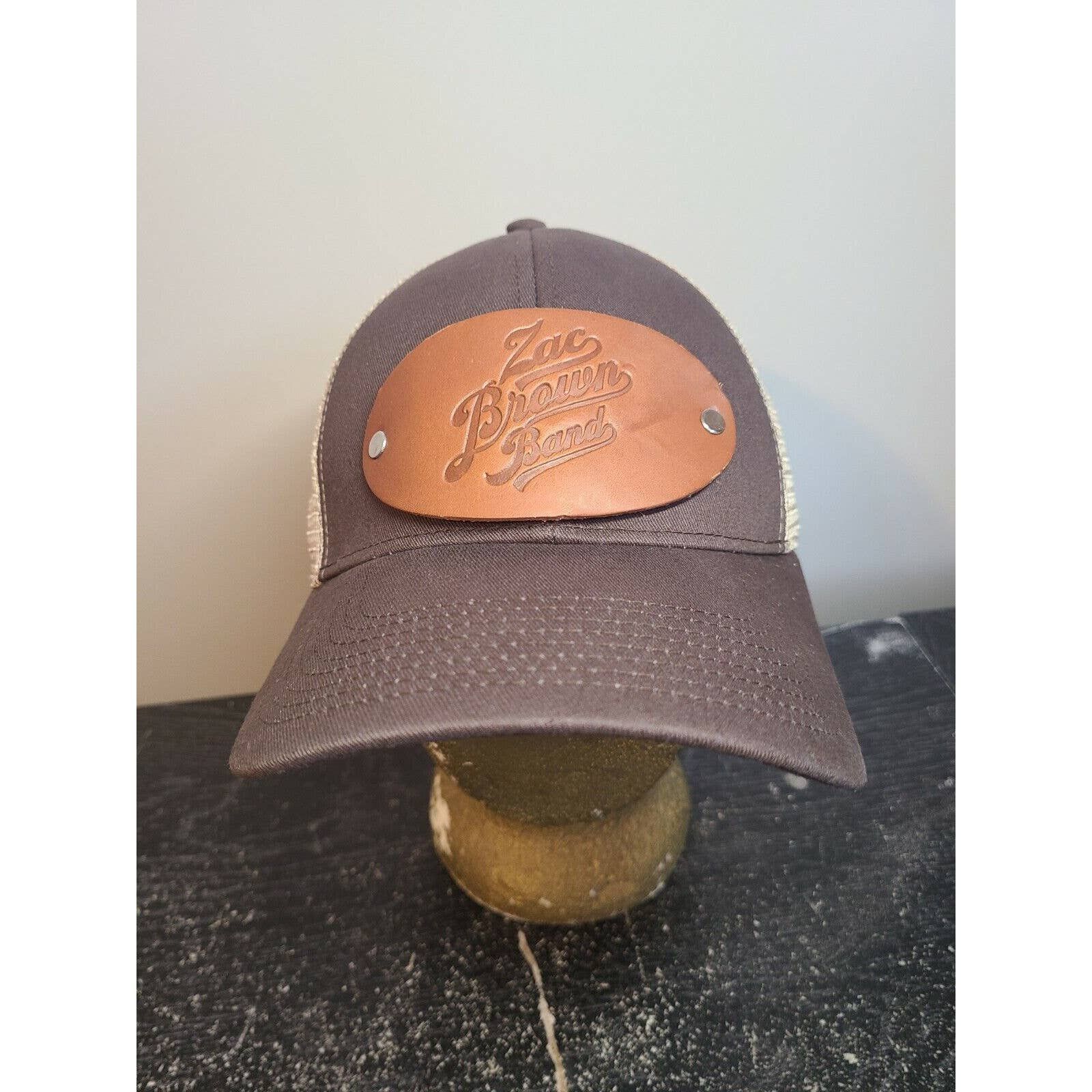 Hanes Zac Brown Band Hat Mesh Leather Patch Trucker SnapBack Cap | Grailed