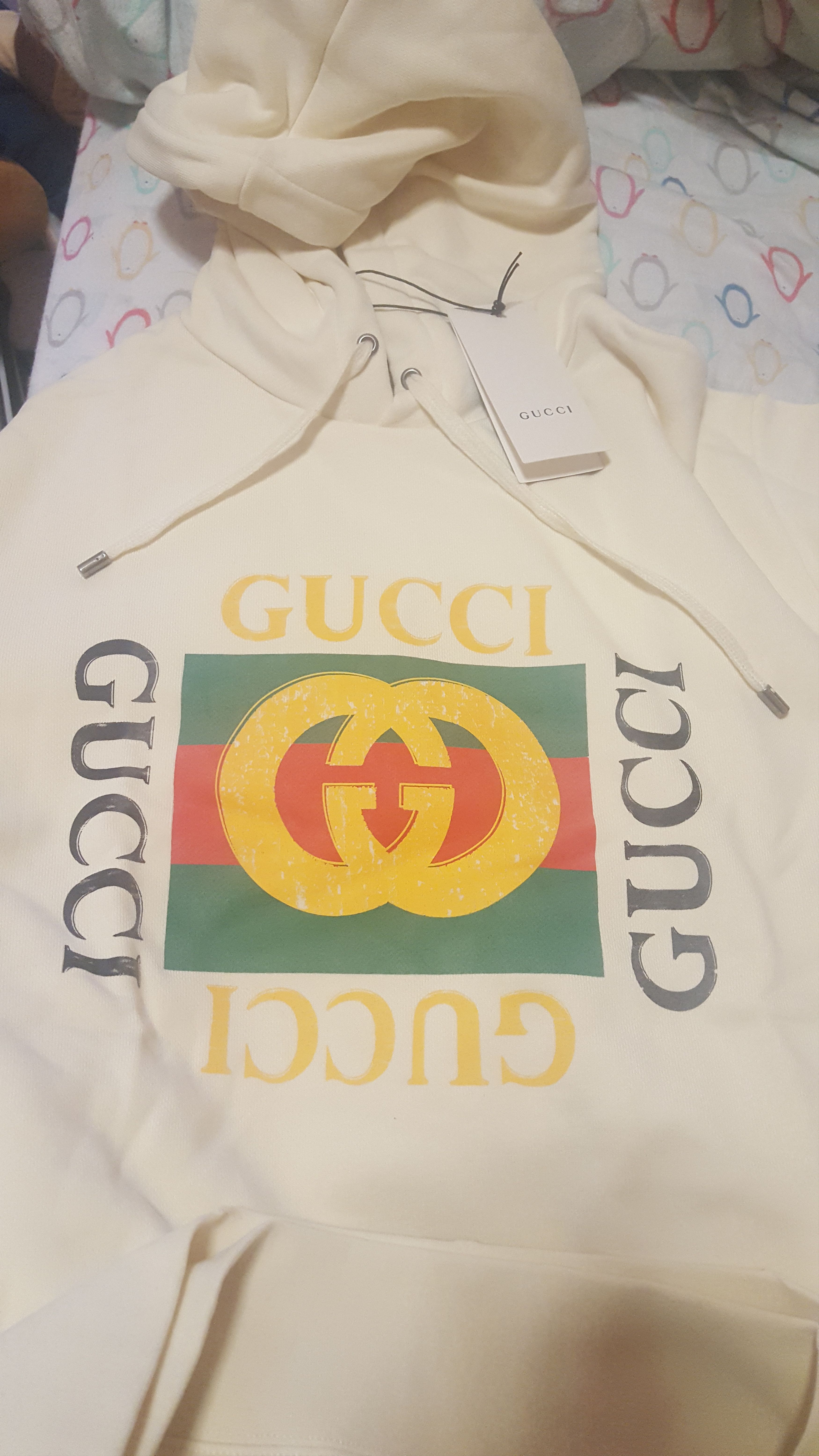 Gucci Gucci "Fake“ Logo Hoodie | Grailed