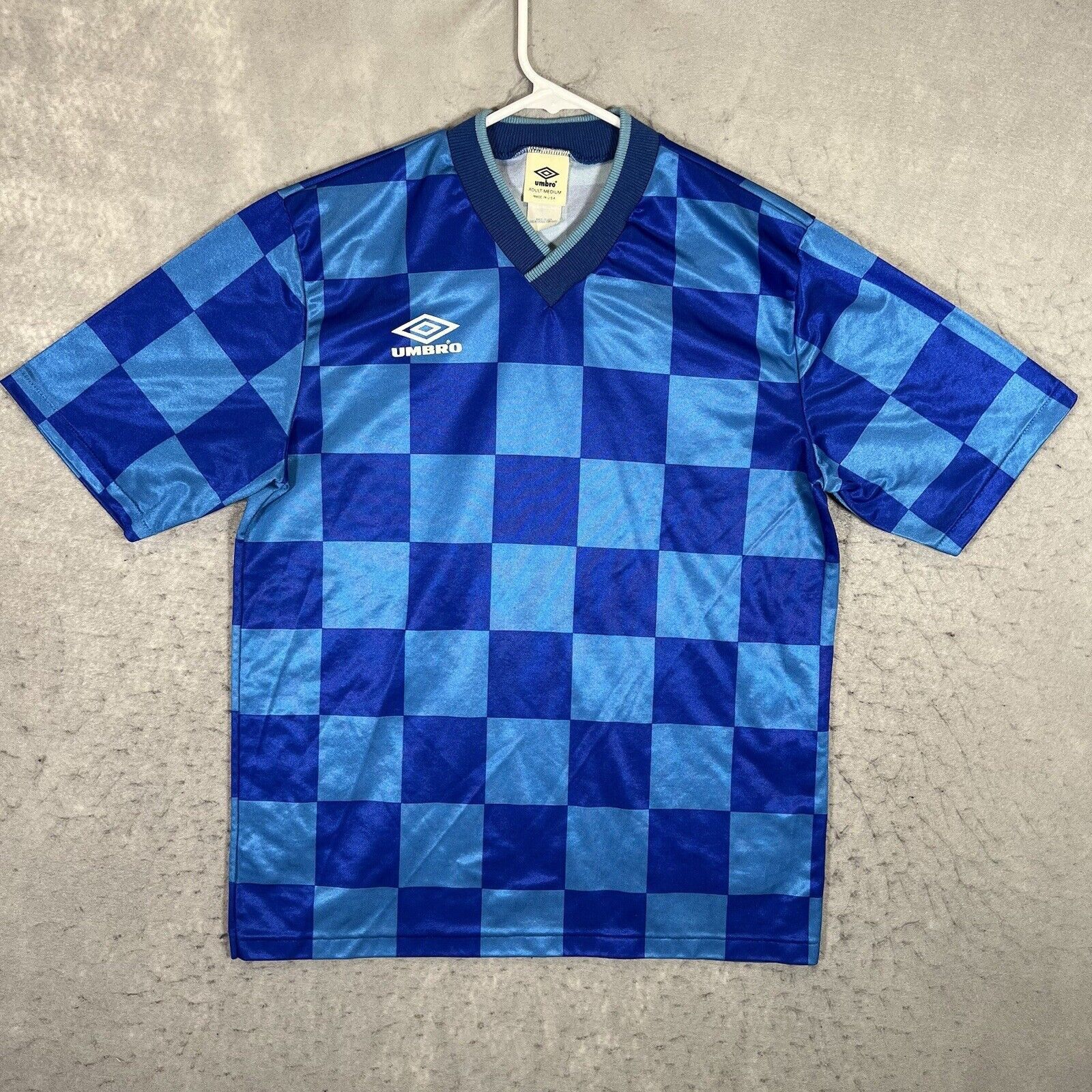 Umbro A1 Vintage 90s Umbro Jersey Shirt Adult Medium Blue V Neck Made ...