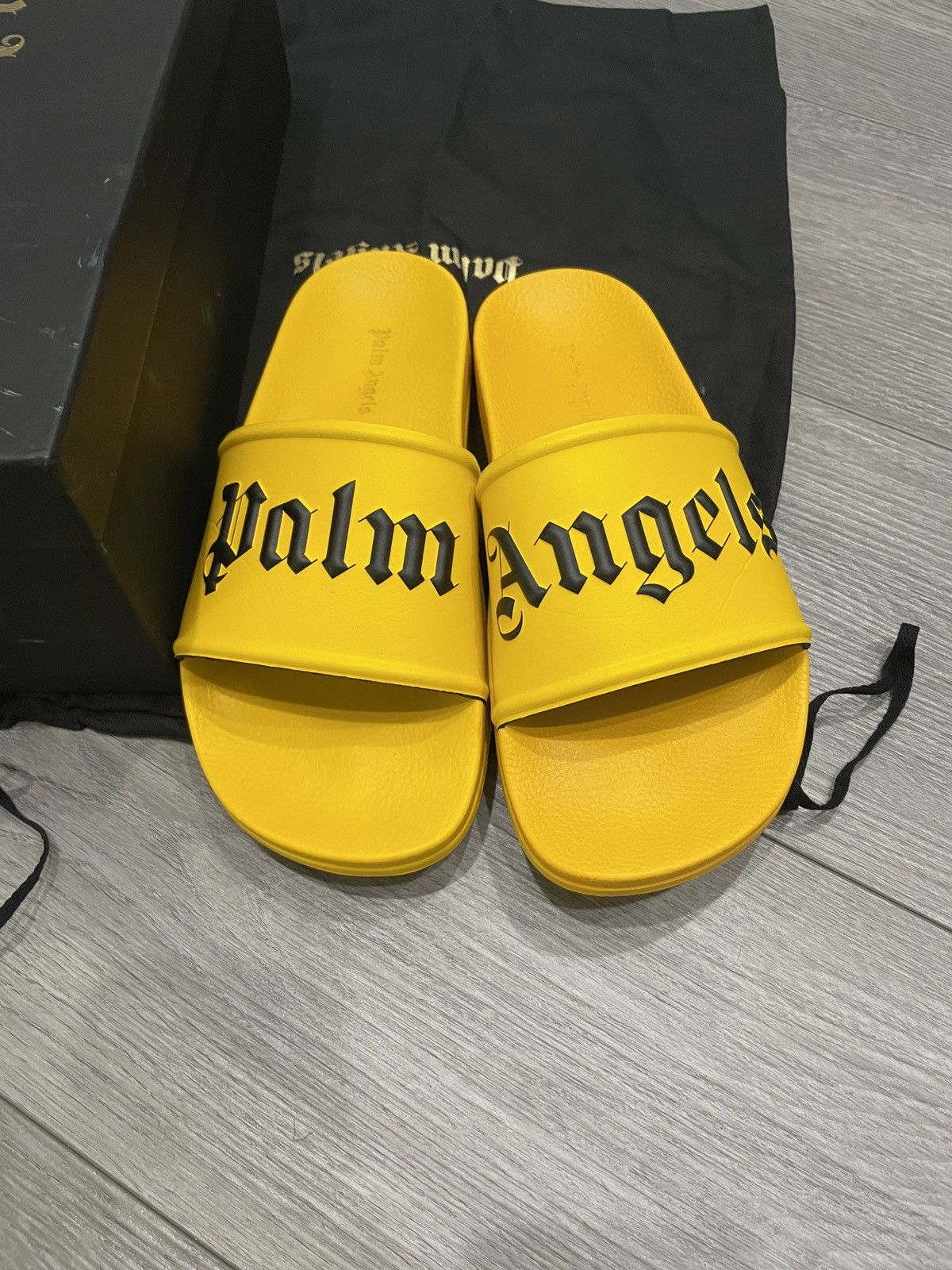 Palm Angels Palm Angels Yellow Logo Slides | Grailed