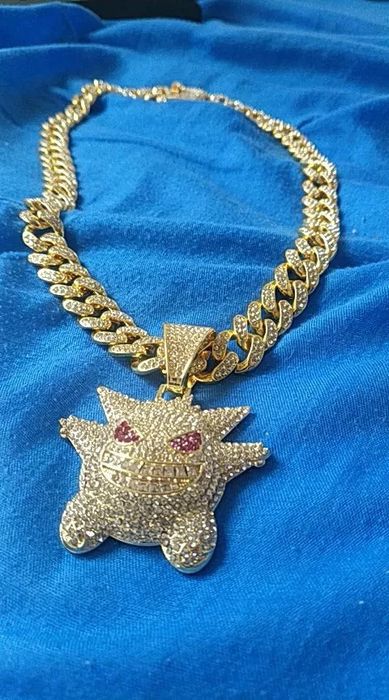 Cuban Link Chain Iced Out Gold Gengar Pendant Only | Grailed