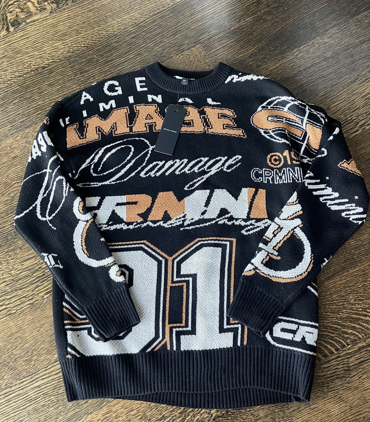Criminal Damage Criminal Damage Logo Mania Knit Sweater | Grailed
