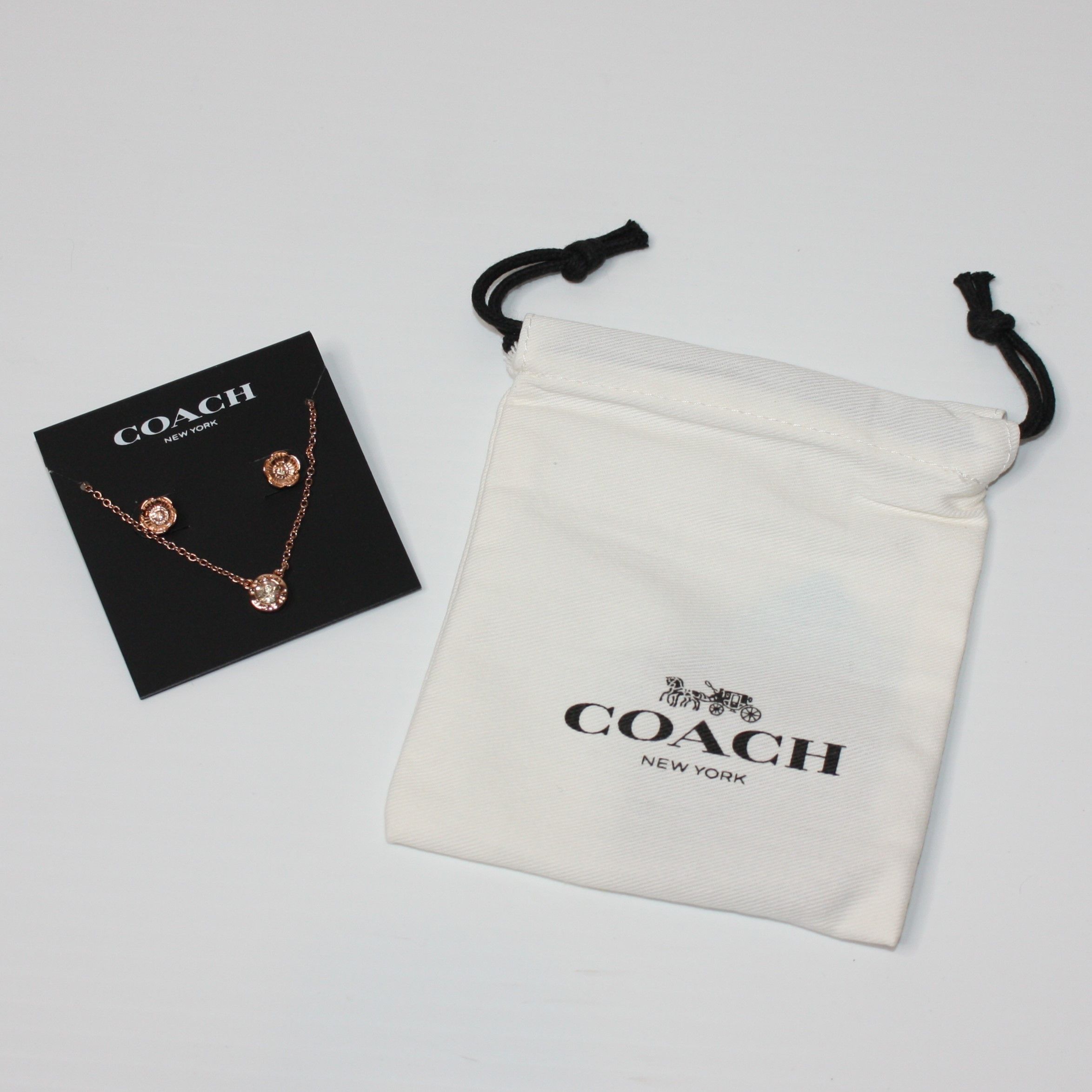 Coach Open Circle Necklace and Tea Rose Stud Earrings Set | Grailed