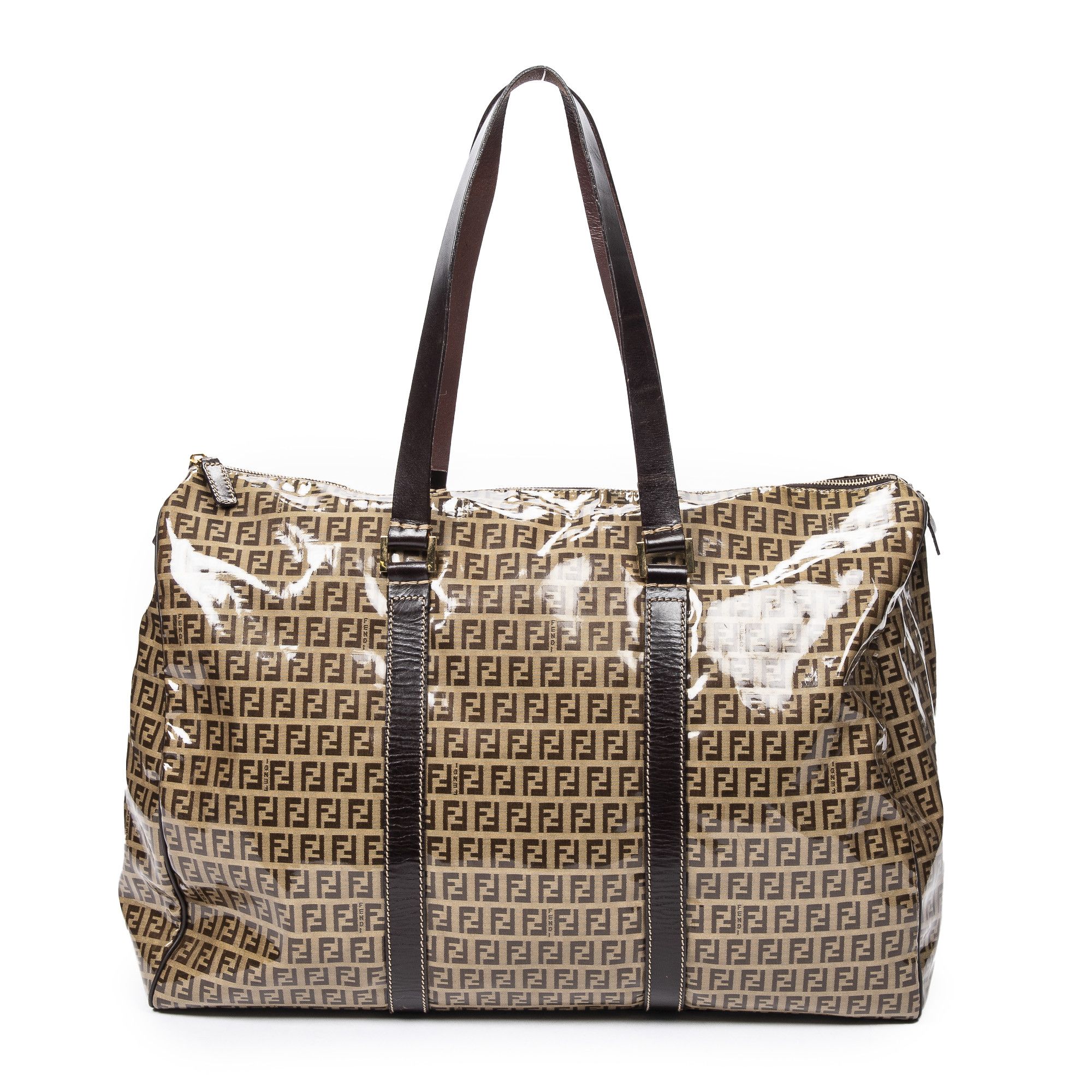 Fendi Large Duffle Bag in Black/Khaki Green Zucca Coated Canvas | Grailed