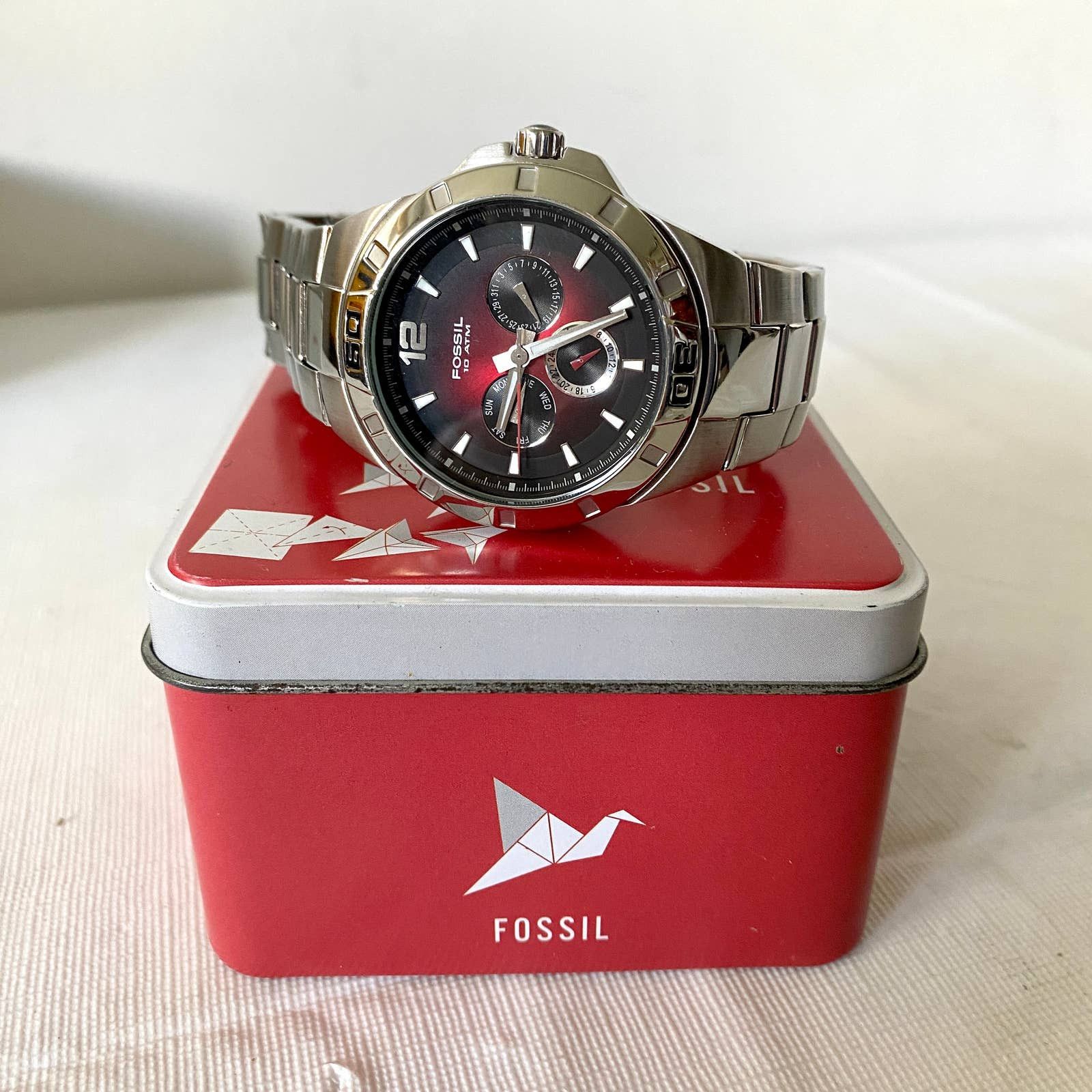 Fossil Fossil Stainless Steel Red Degrad Analog Multifunction Watch ...