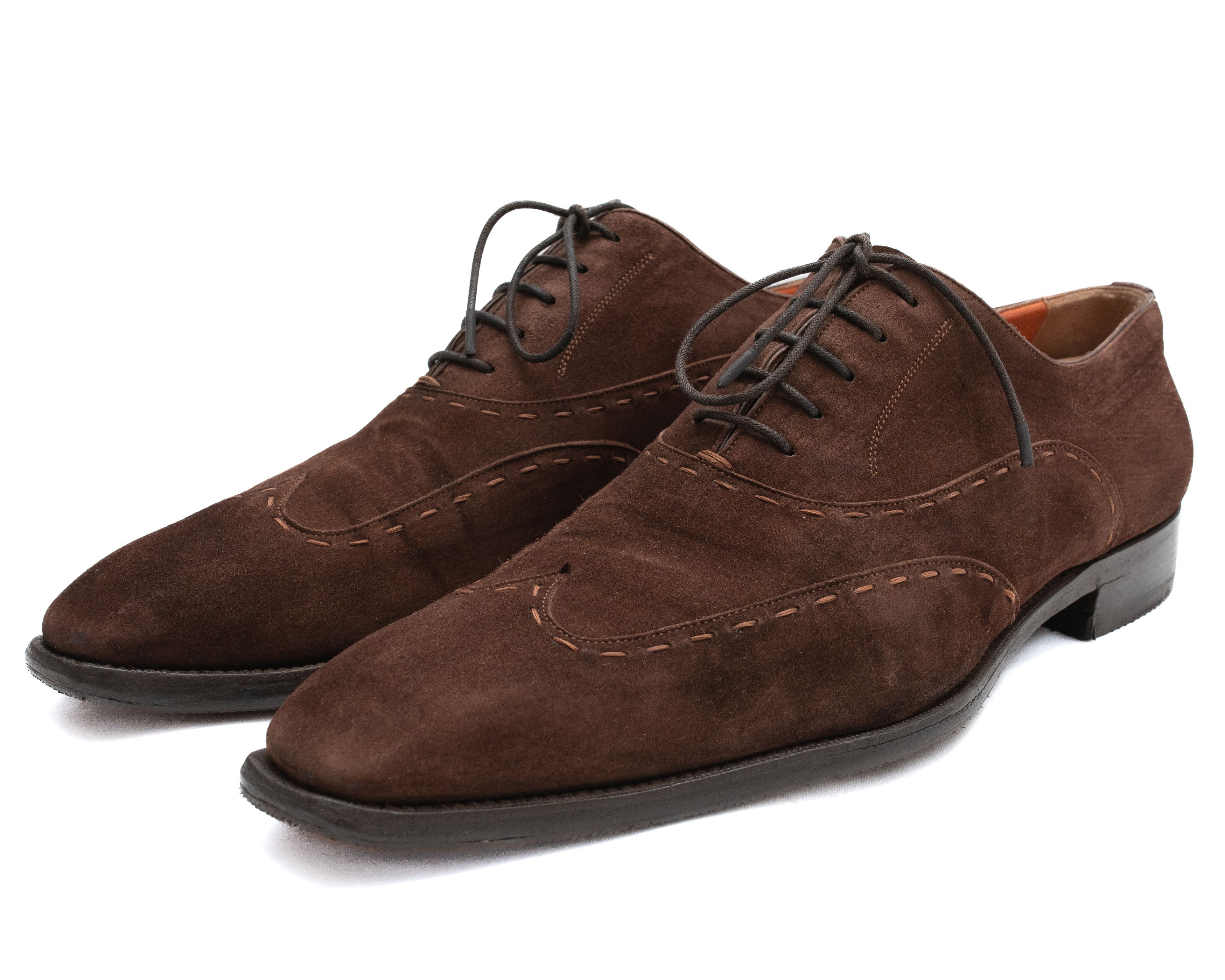 Santoni SANTONI 925$ Suede Brown Pointed Brogues | Grailed