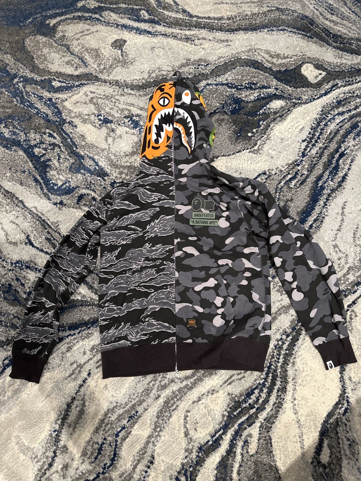Bape × Undefeated BAPE × Undefeated Tiger Shark Hoodie | Grailed