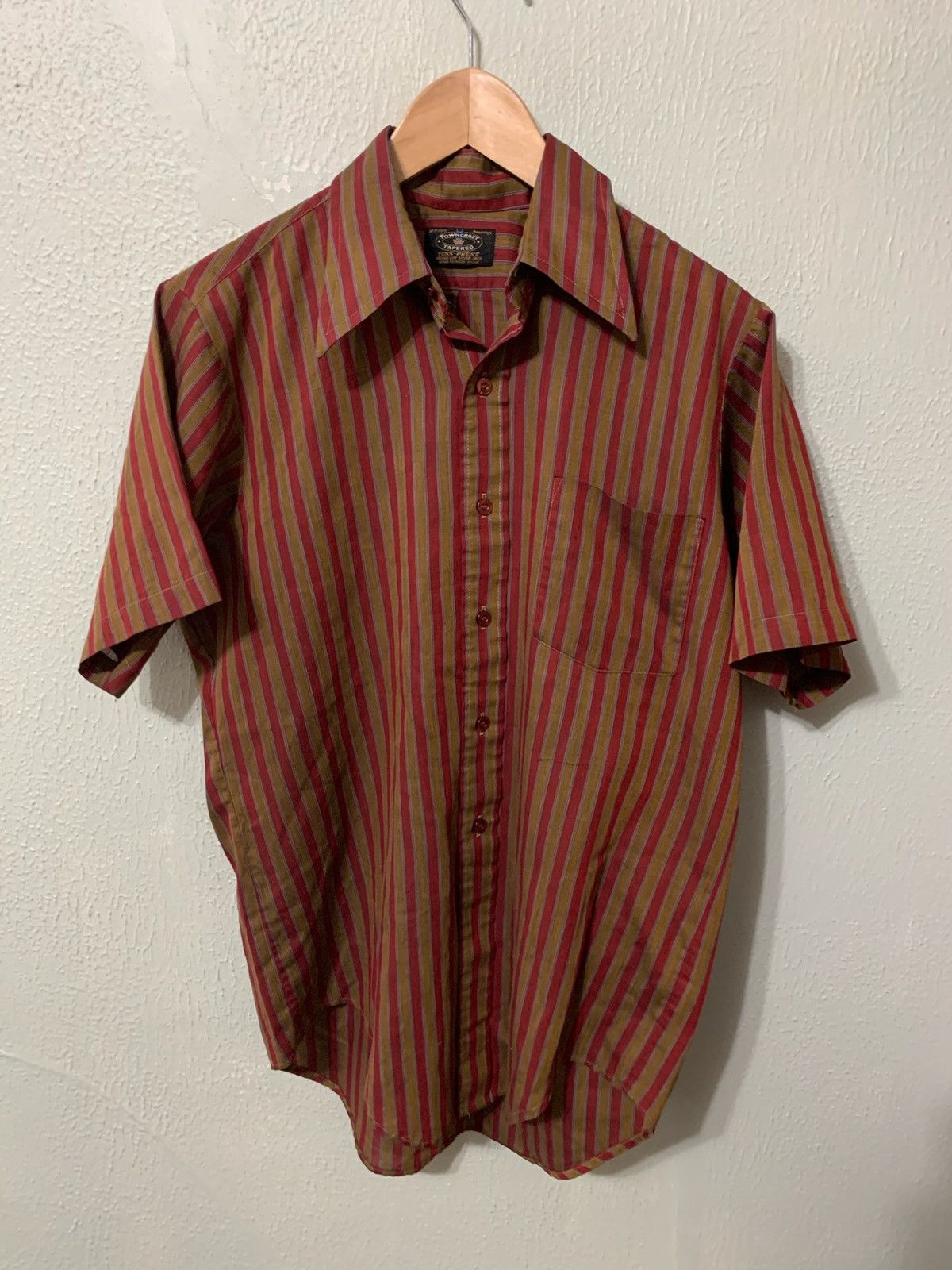 Vintage Vintage 1970s Towncraft Maroon/Gold Striped Shirt | Grailed