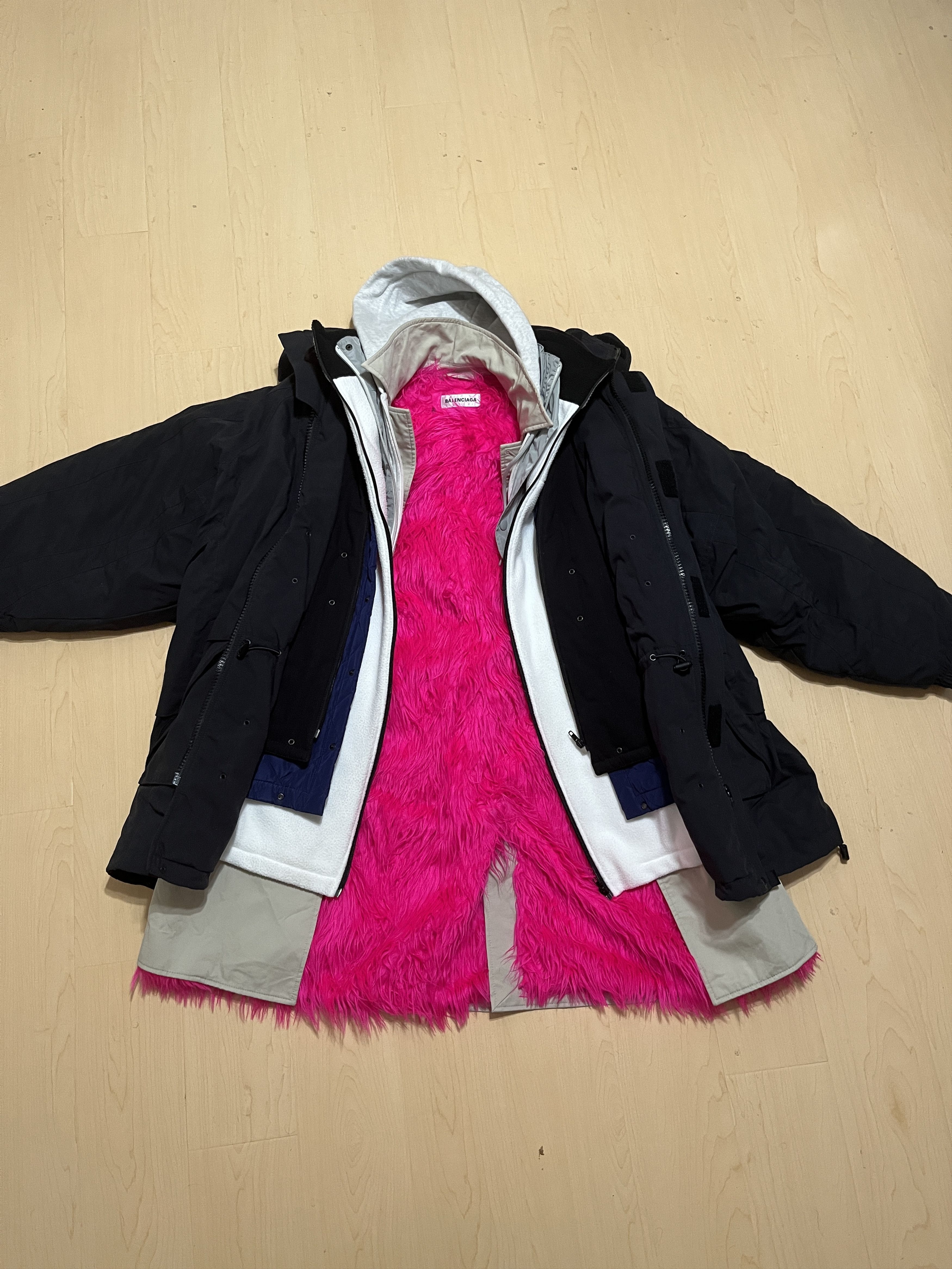 Balenciaga Balenciaga 7 layer parka pink faux fur | Grailed
