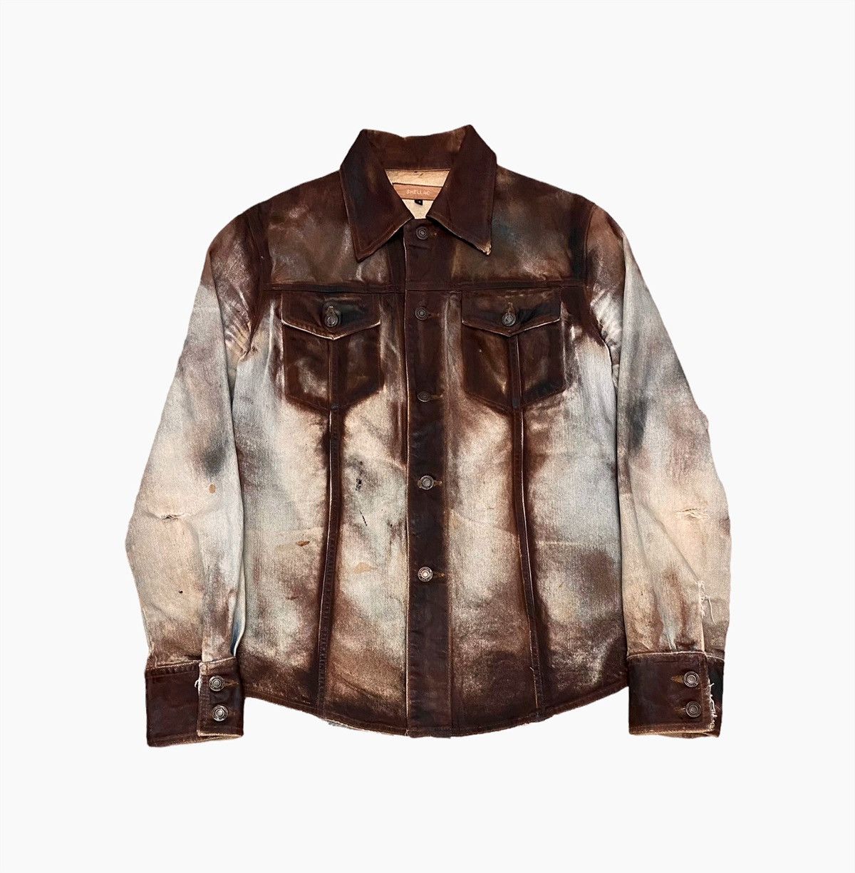 Archival Clothing RARE‼️Distressed Shellac Japan Wax Denim Jacket | Grailed