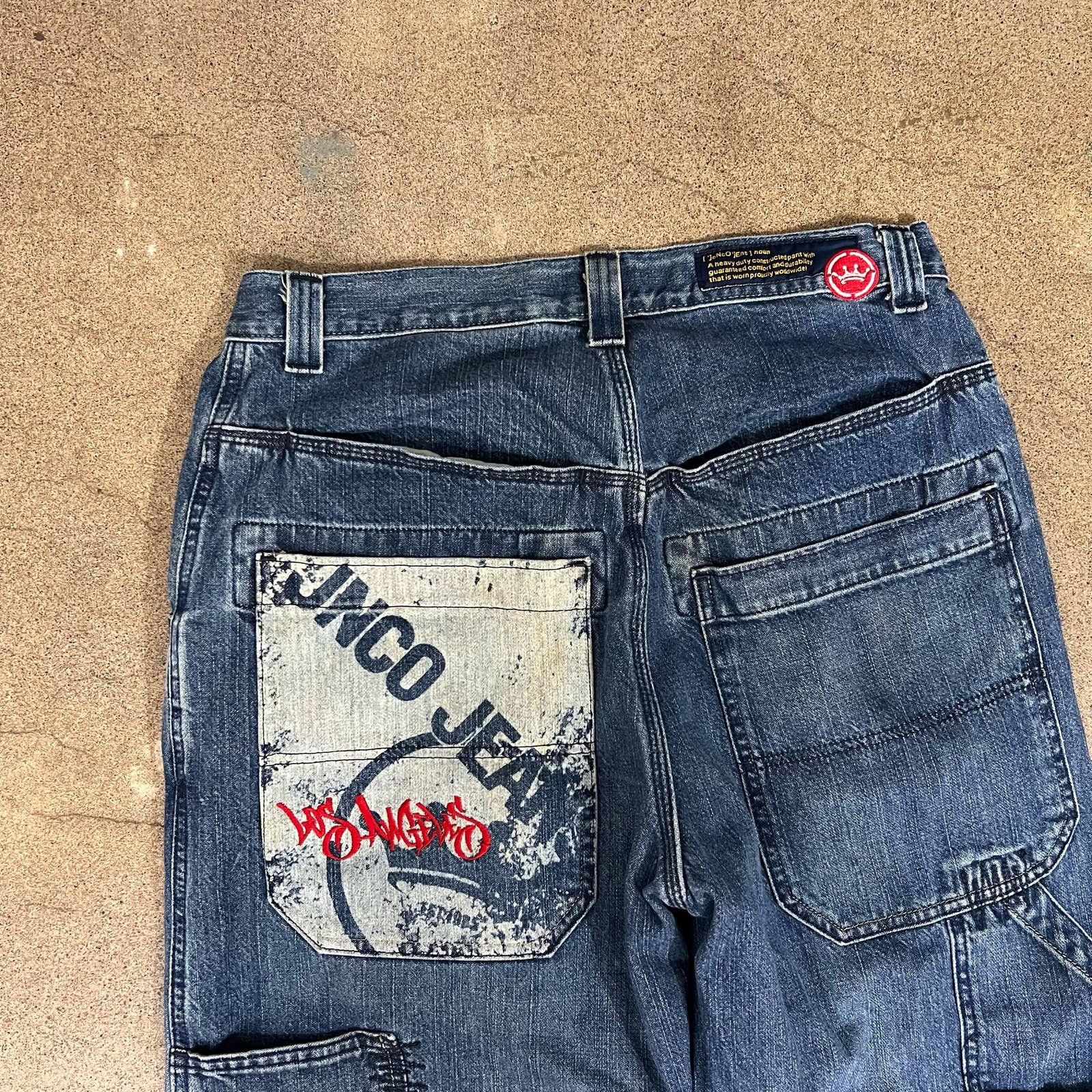 Jnco 34x34 actual Y2K JNCO Baggy denim skater Jean Massive pocket | Grailed