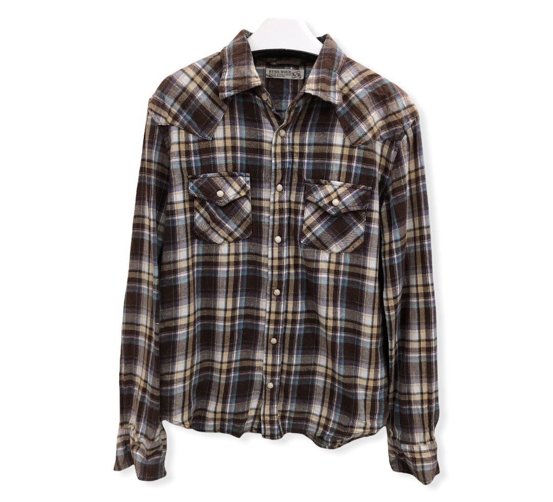Japanese Brand Japanese Brand Rush/Hour Plaid Tartan Flannel Shirt 👕 ...
