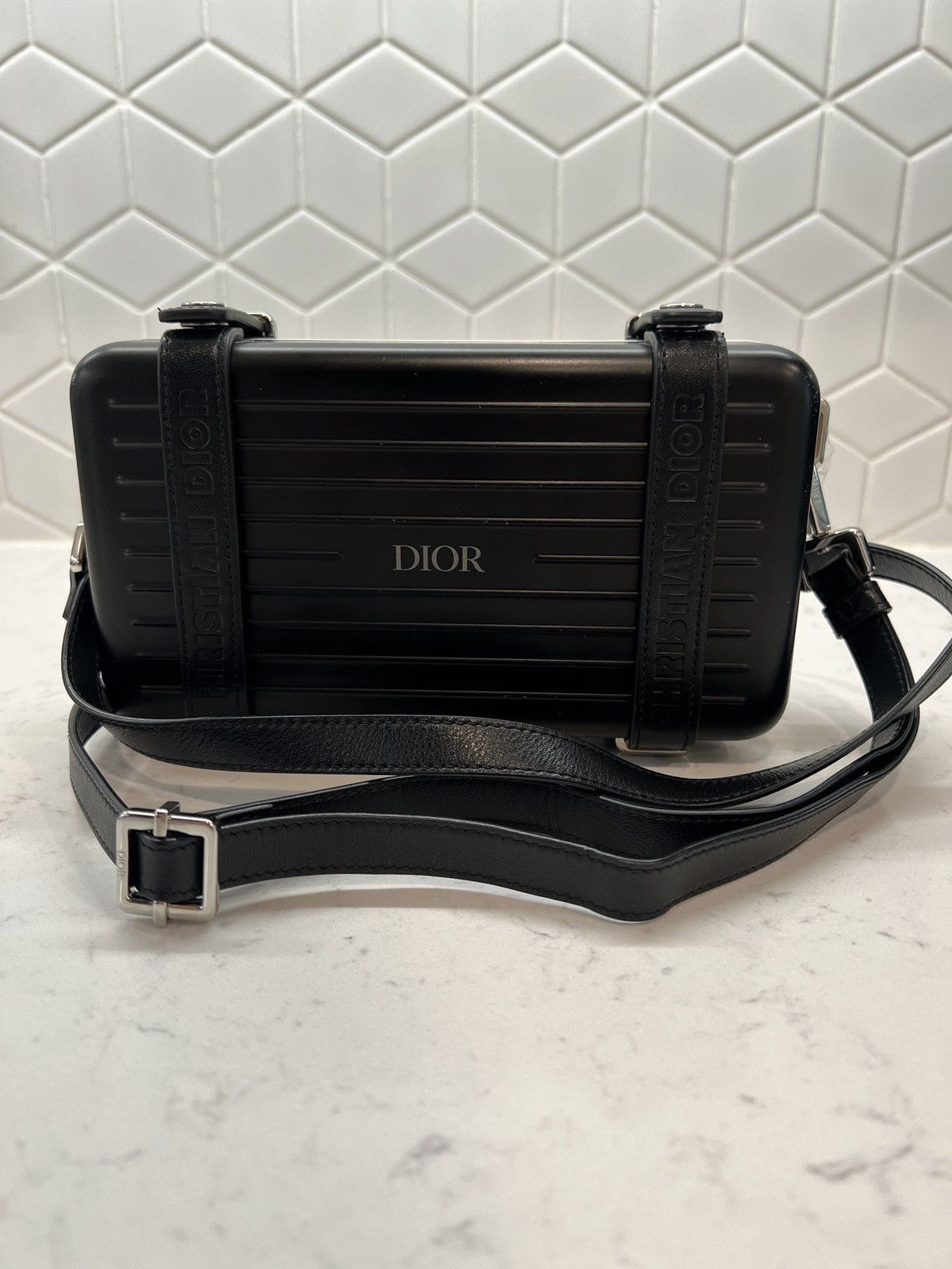 Dior × Rimowa Dior × RIMOWA Personal Clutch On Strap - Aluminium Black ...