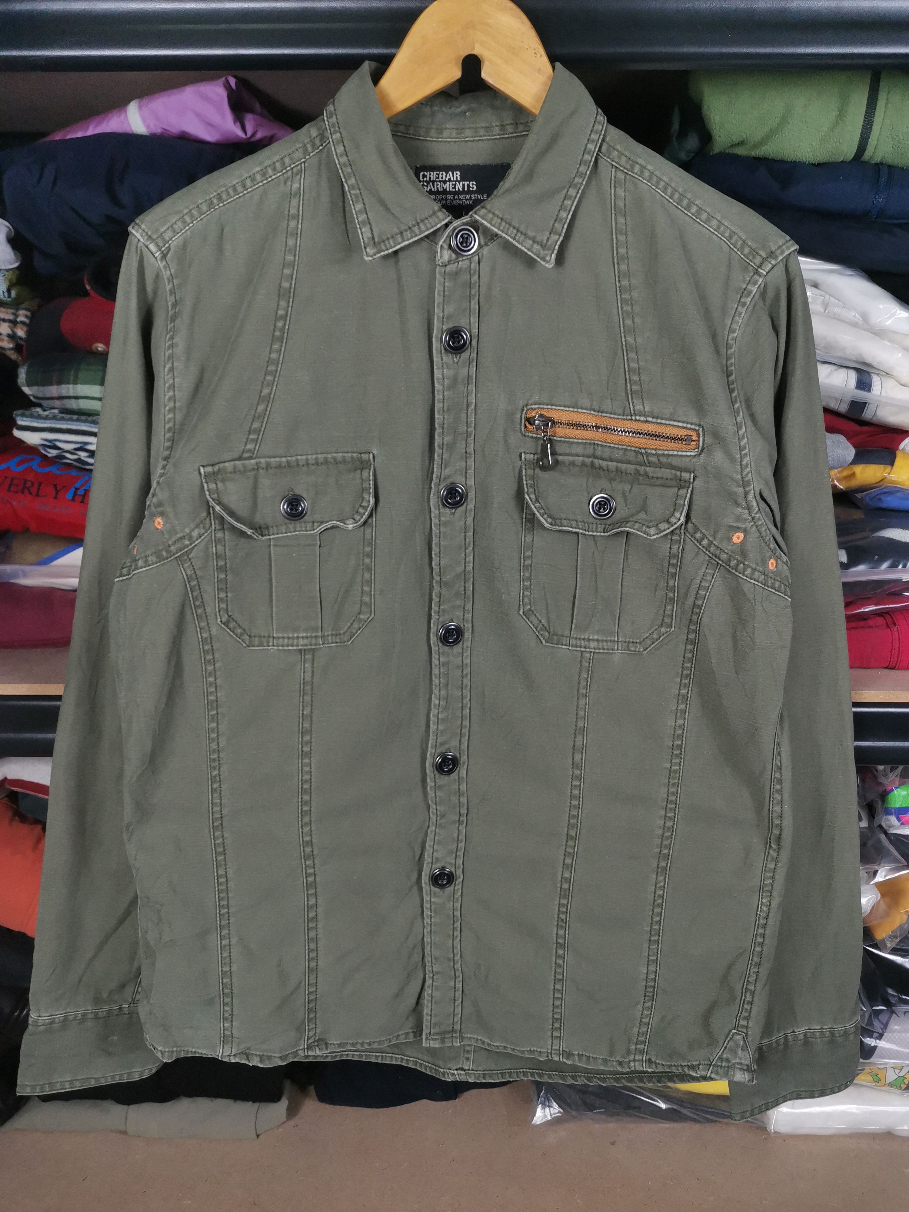 Vintage Vintage Japanese Brand Crebar Garment Shirt Army Green | Grailed
