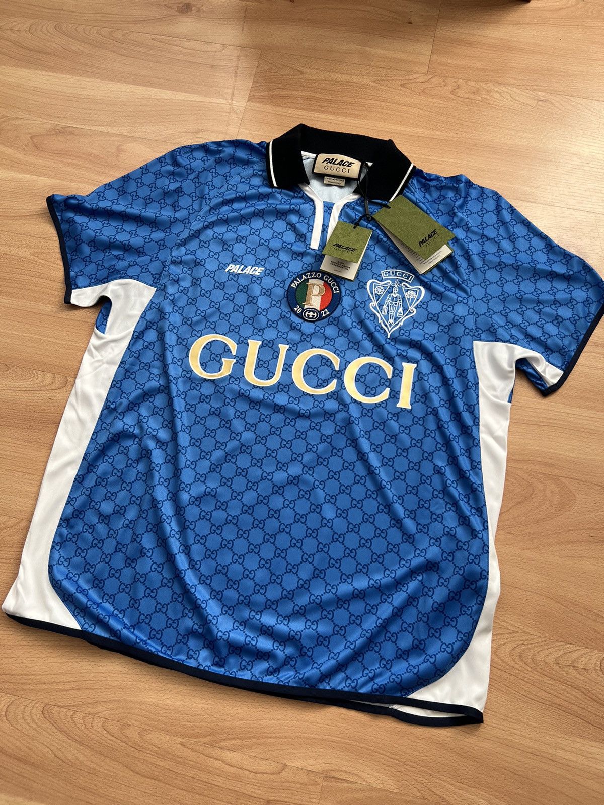 Gucci Gucci x Palace Printed GG football top jersey T-shirt | Grailed