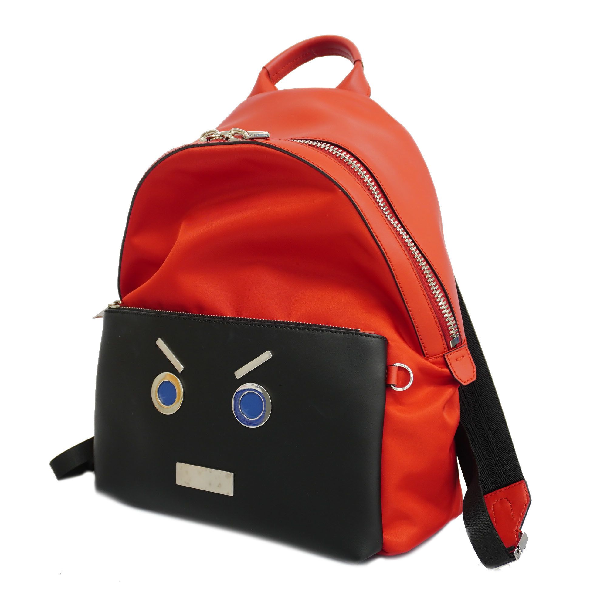 Fendi Auth Fendi Face Rucksack Women,Men,Unisex Leather Backpack Black ...