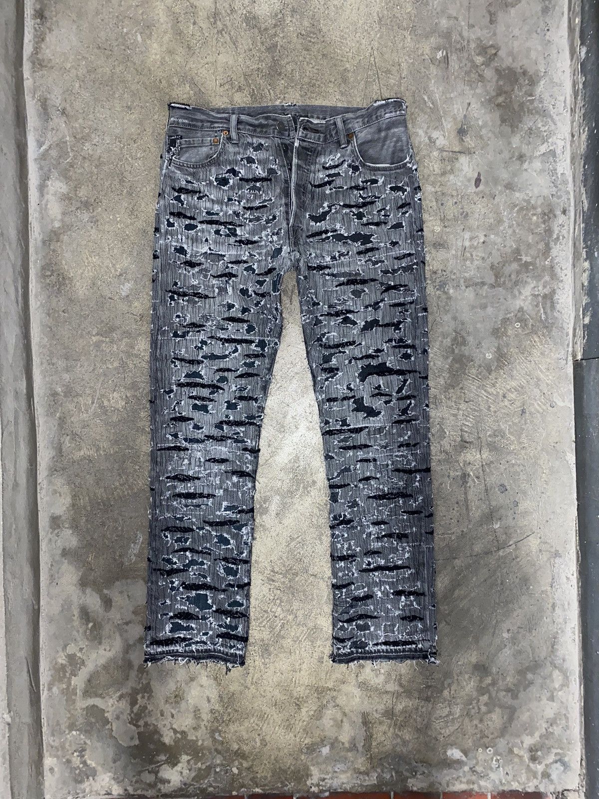 Handmade LionVirgile Tiger Camo textured sashiko boro denim prototype ...