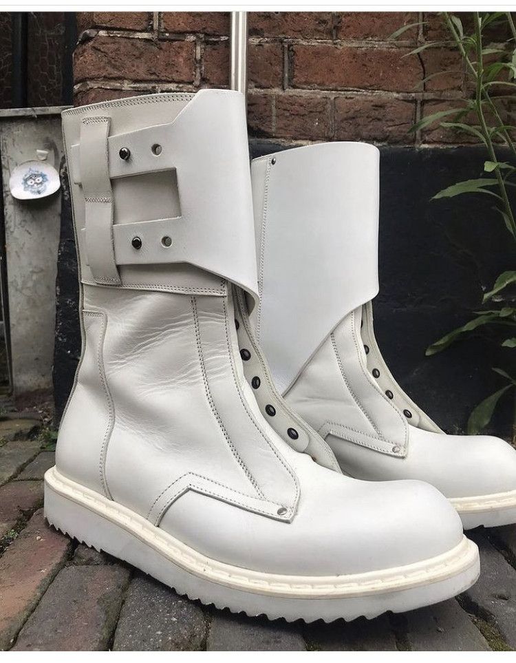 Rick Owens FINAL DROP Rick Owens RR Island combat boots chalk white ...