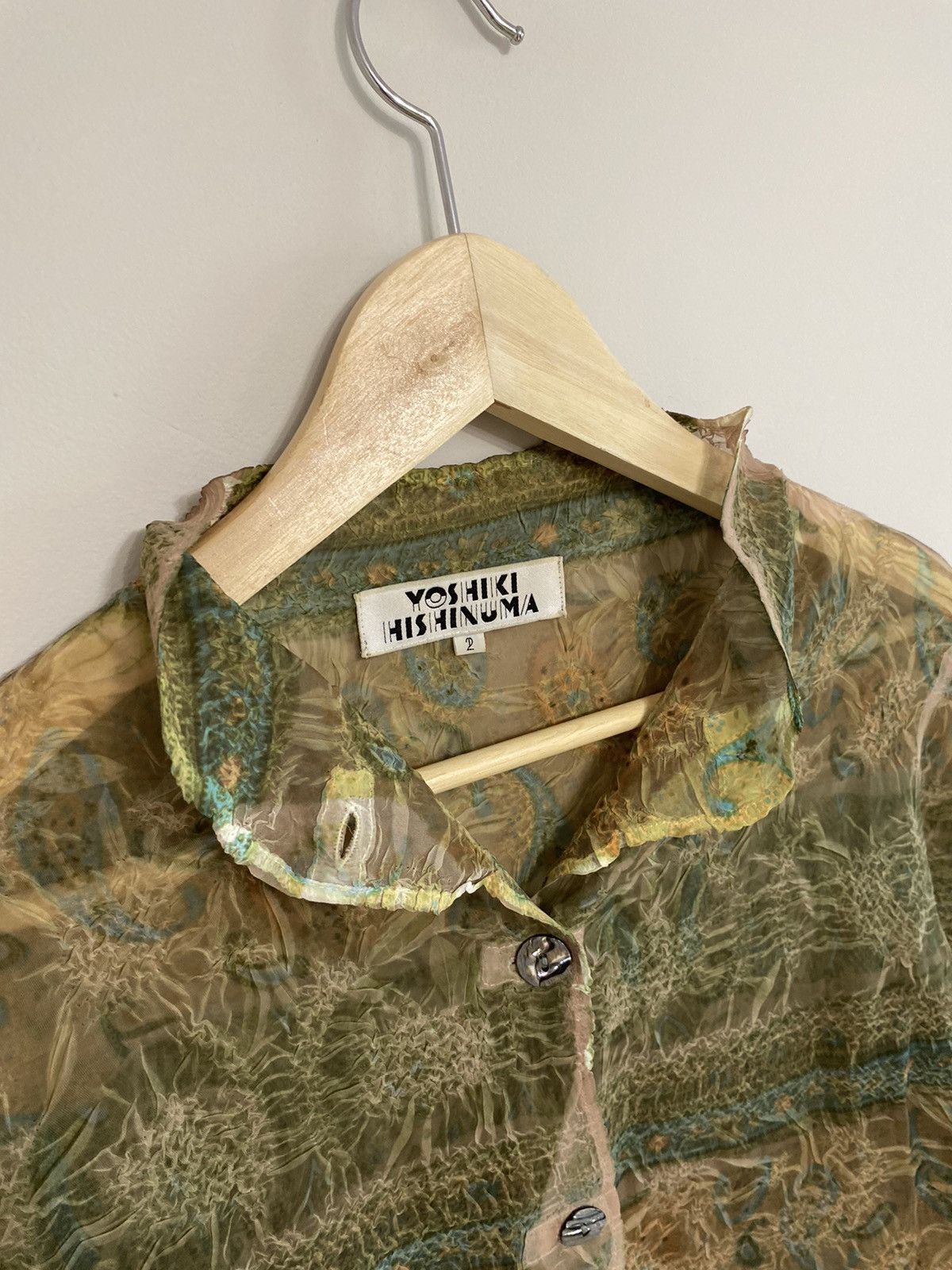 Japanese Brand 90's archive Yoshiki Hishinuma shiny pleated shirt | Grailed