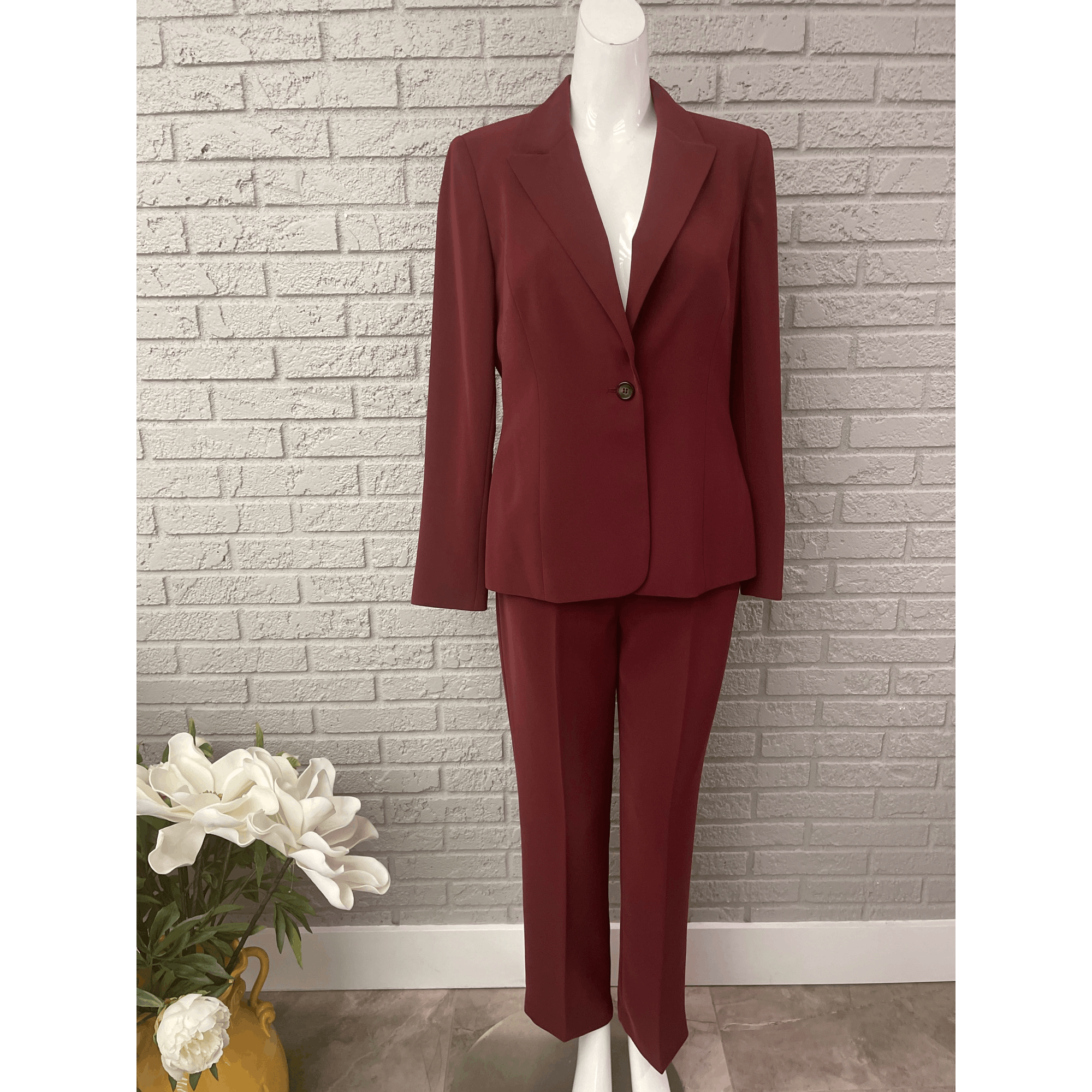 Other Kasper Burgundy 2 Pcs Career Pant Suit Set Jacket Size 6 | Grailed