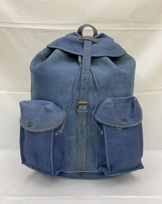 Ralph Lauren Double RL Riley Backpack RRL Indigo Washed Leather ...