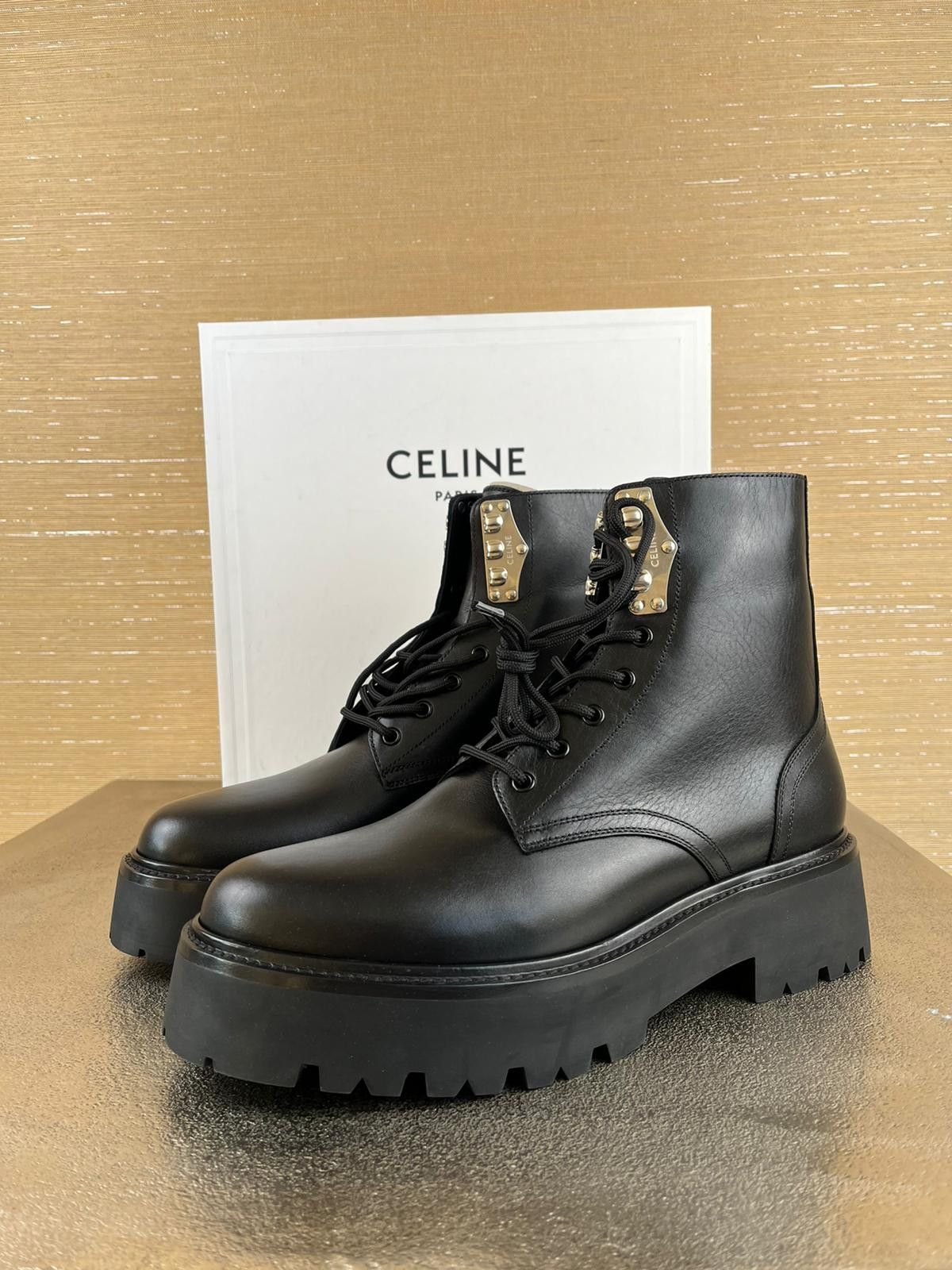 Celine Bulky Shiny Bull Boots in Black | Grailed
