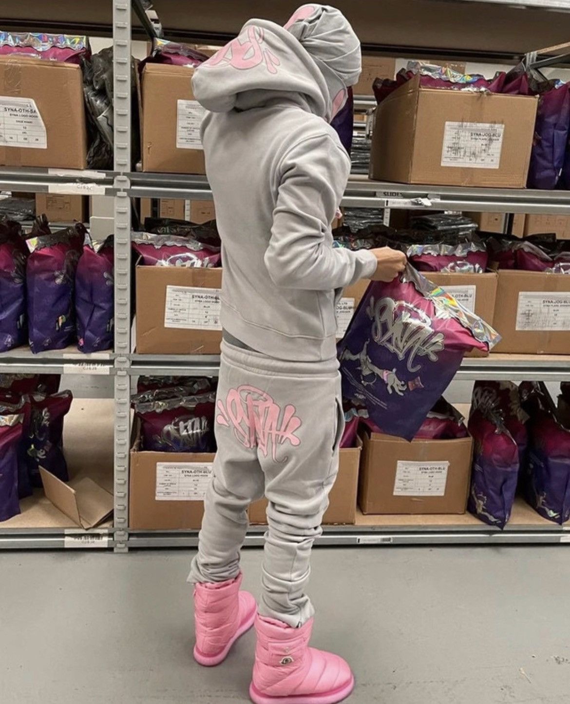 Streetwear Synaworld Central Cee Pink White Tracksuit | Grailed