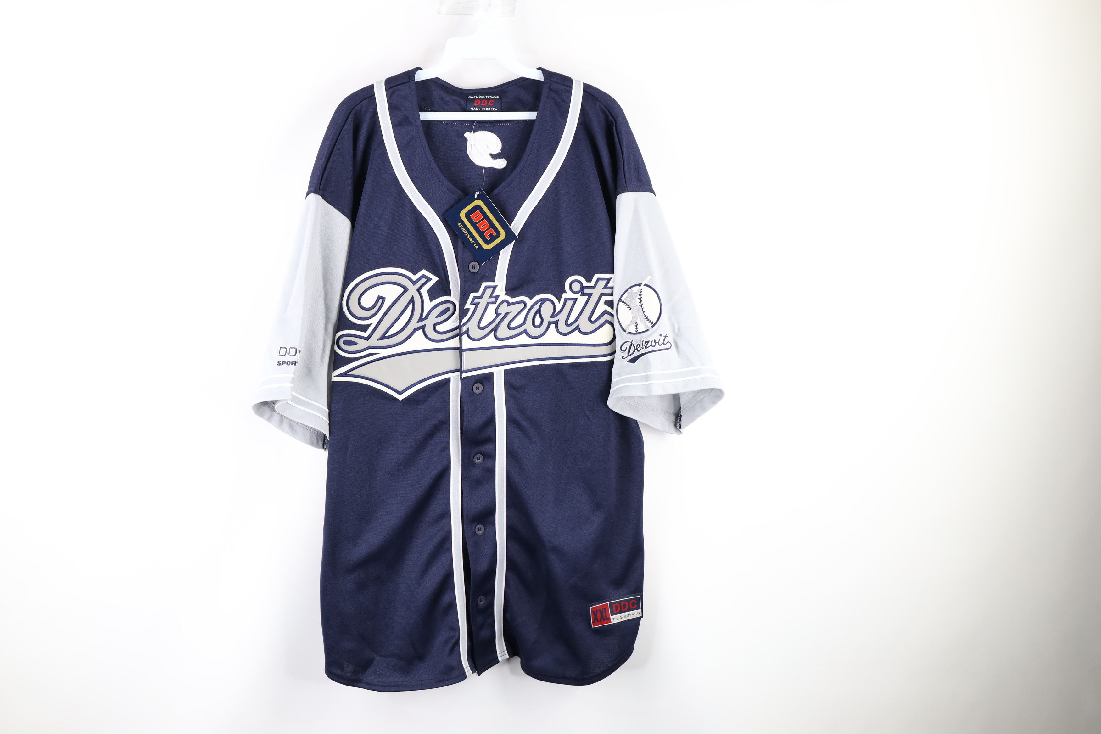 Vintage NOS Vintage Script Detroit Tigers Baseball Jersey Navy Blue ...