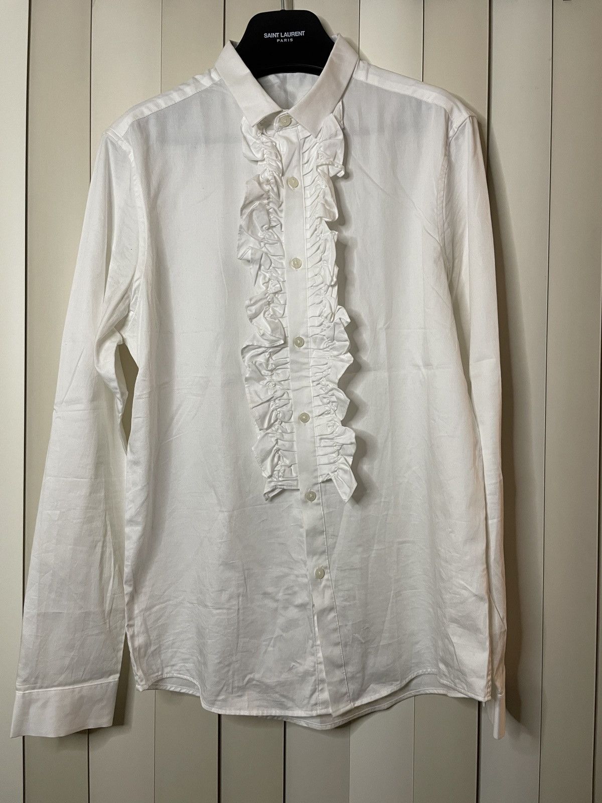 Vintage Vintage White Cotton Ruffle Button Up Shirt | Grailed