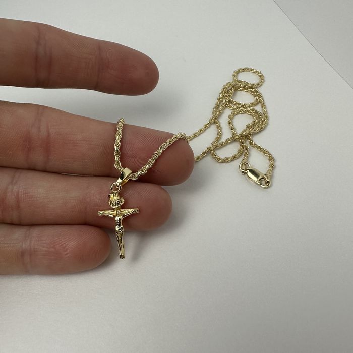 Gold Chain Gold Chain 14k Gold Vermeil Rope Chain And Cross Set 2mm 22 ...