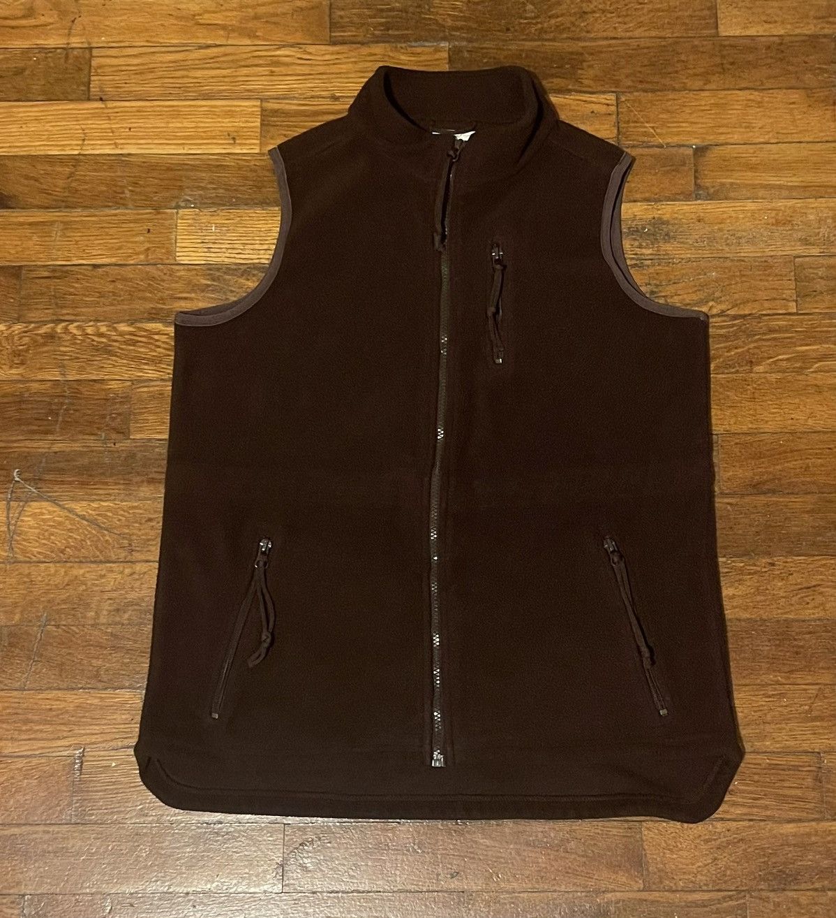 Wrangler Wrangler ATS Men's Large Brown Fleece Zip-Front Bomber Vest ...