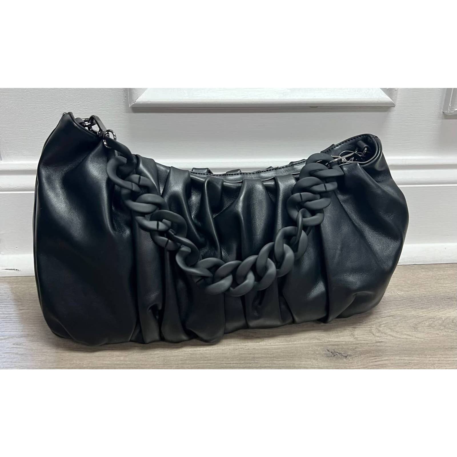 Chinese Laundry Cora Chain Link Pleated Soft Nappa Hobo Bag In Black ...
