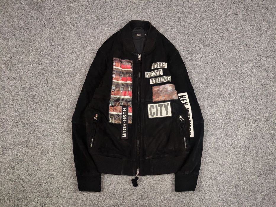 Blood Brother Blood Brothers Lamb Leather Patchwork Black Bomber Jacket ...