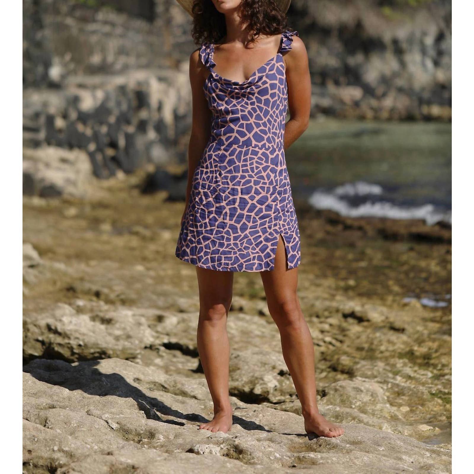 Designer XIX PALMS Tanzania Tied Up Mini Dress In Blue/pink | Grailed