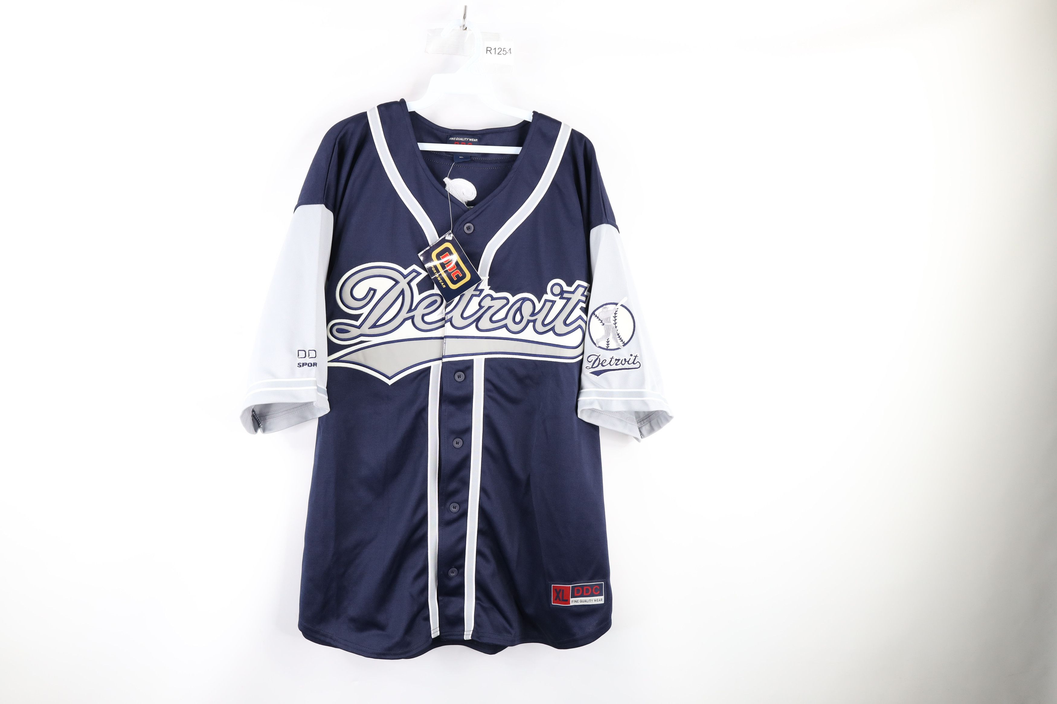 Vintage NOS Vintage Script Detroit Tigers Baseball Jersey Navy Blue ...