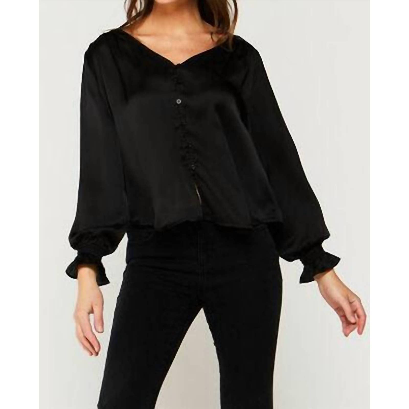 Designer VELVET HEART Karney Satin Blouse In Black | Grailed